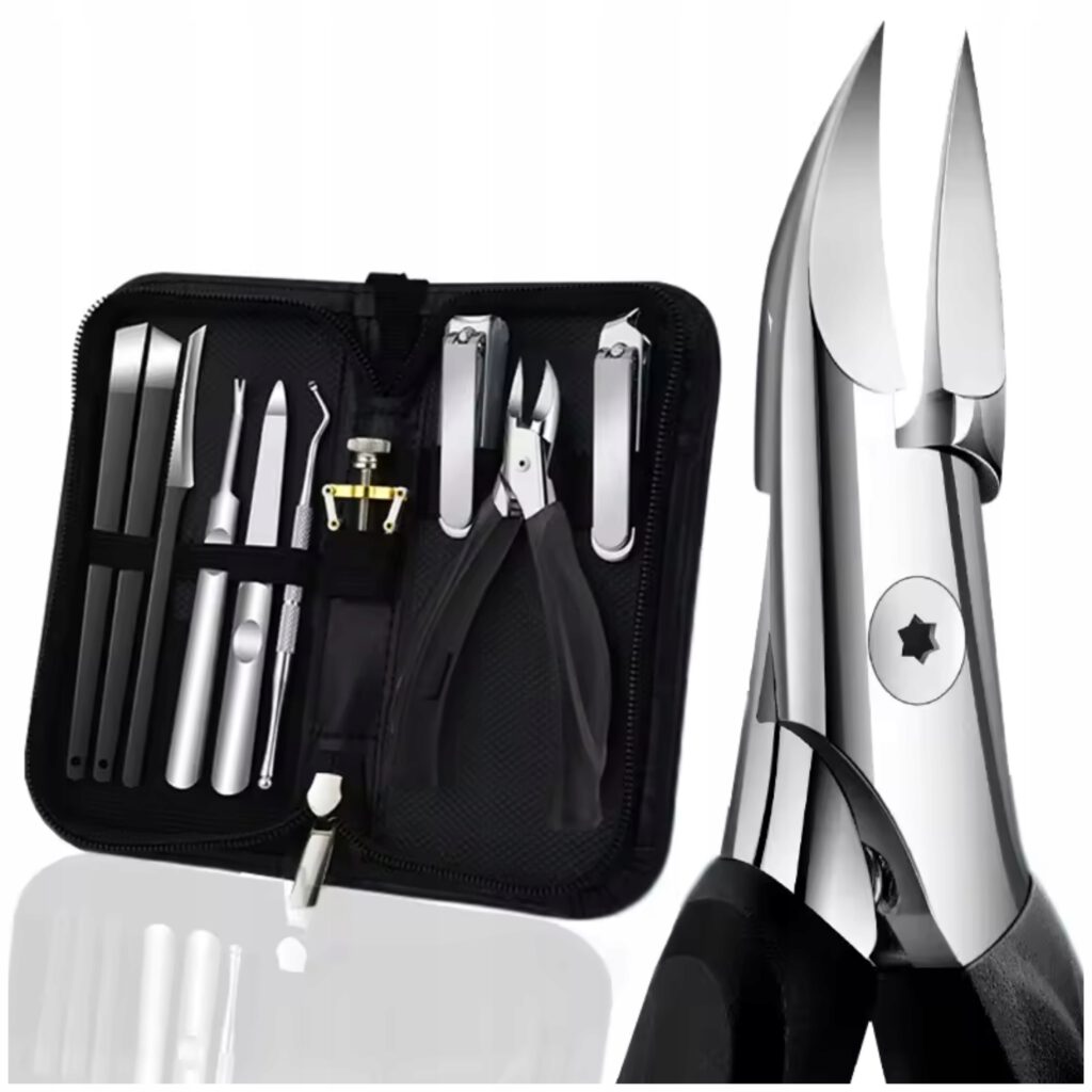 ZESTAW DO MANICURE PAZNOKCI PEDICURE DUŻY AKCESORIA CĄŻKI PRZYBORNIK ...